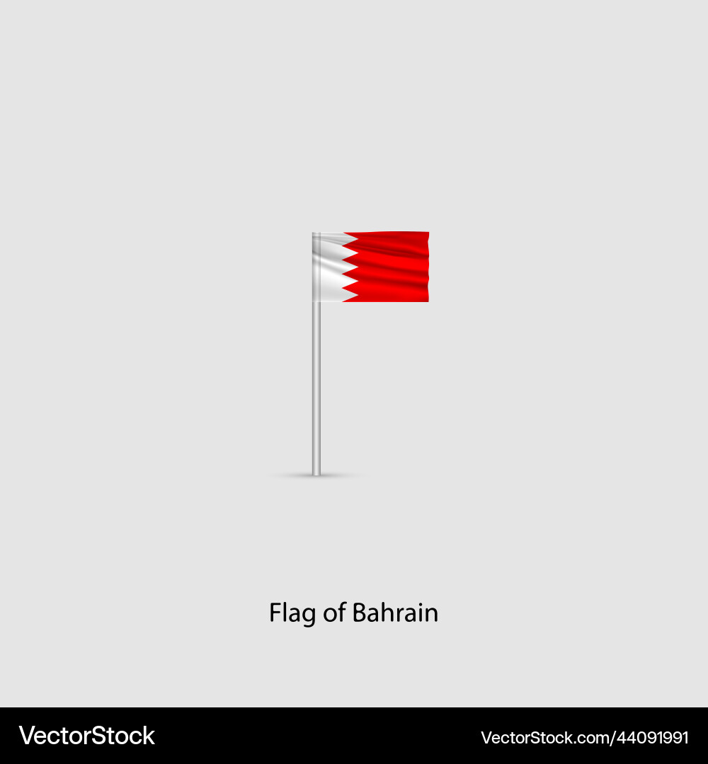 Flag of bahrain on a chrome pole Royalty Free Vector Image