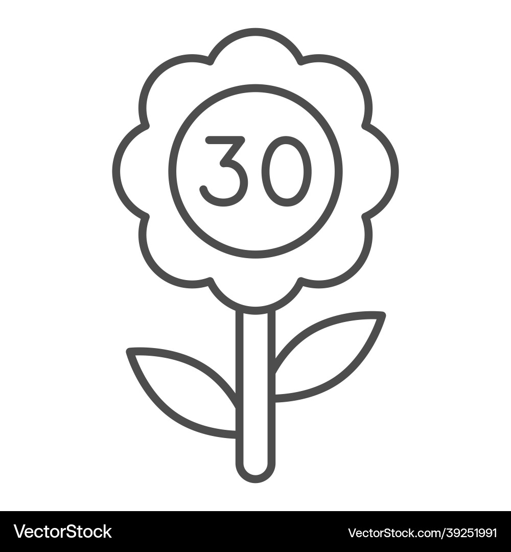 Flower with number 30 thin line icon love Vector Image