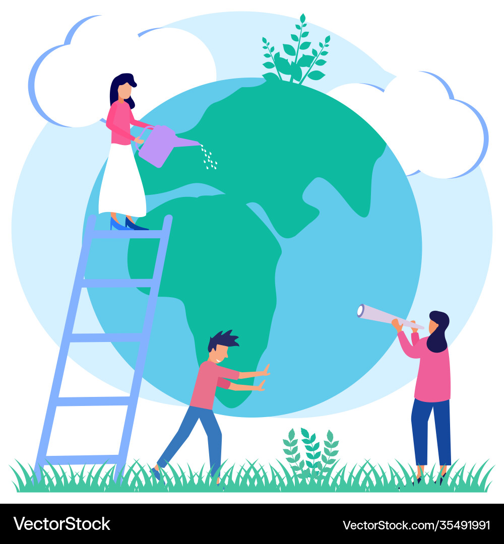 Graphic cartoon character earth day Royalty Free Vector
