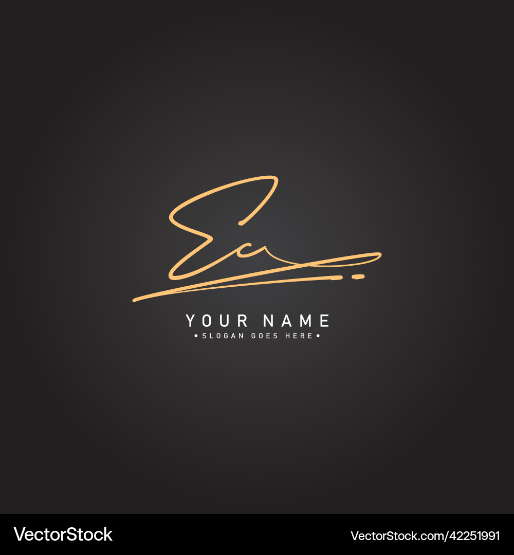 Initial letter ec logo - hand drawn signature logo