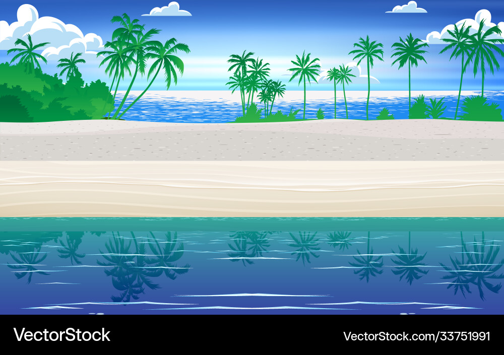 Landscape beach on island in summer Royalty Free Vector