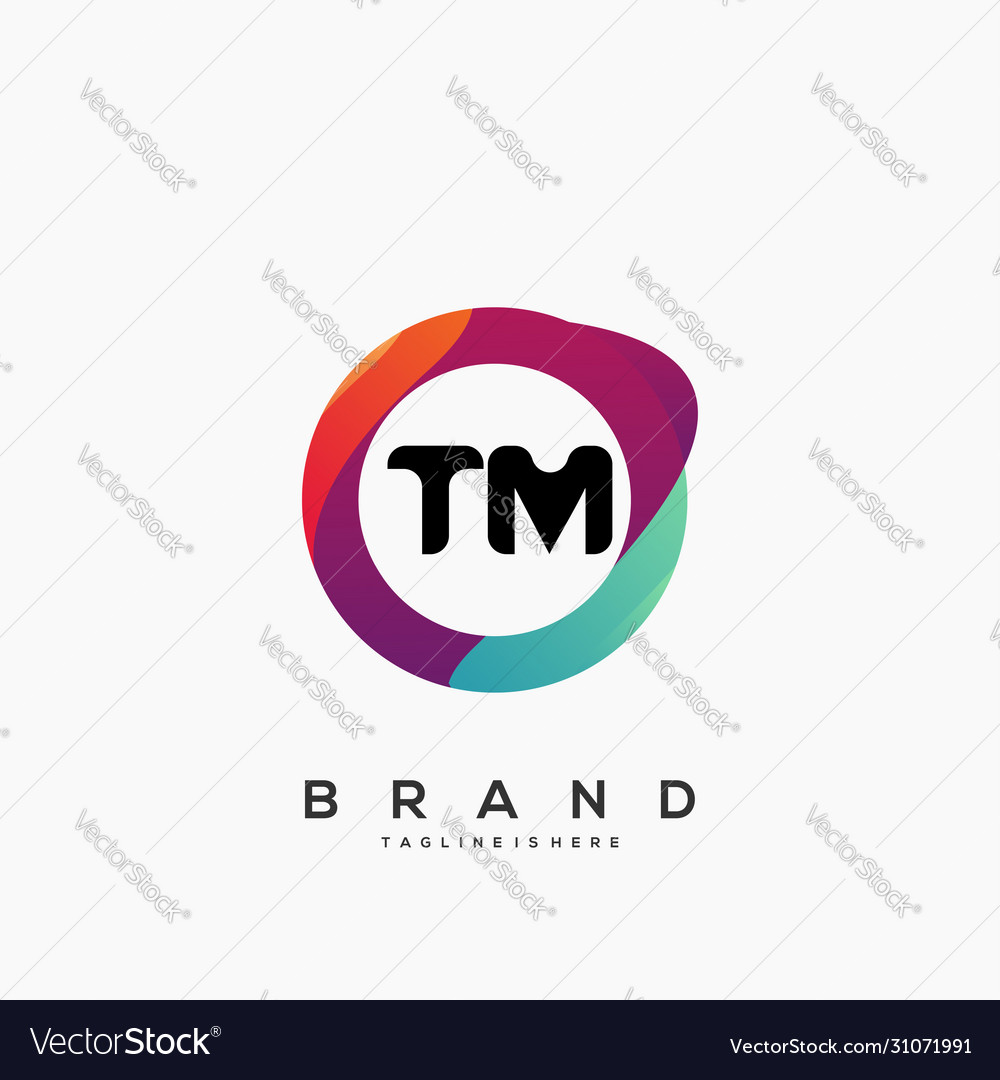 Letter tm gradient color logo design Royalty Free Vector Letter tm gradient color logo design Royalty Free Vector