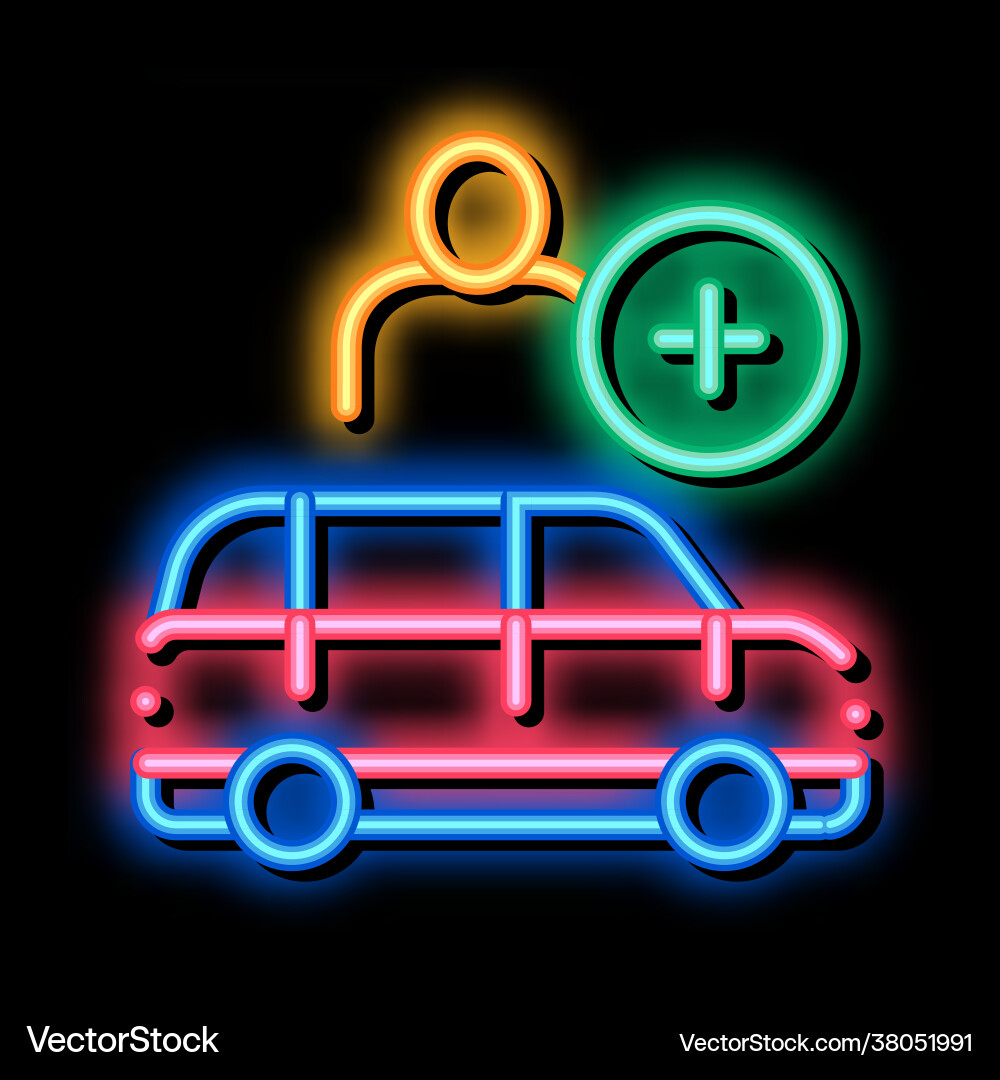 Man buying car neon glow icon Royalty Free Vector Image