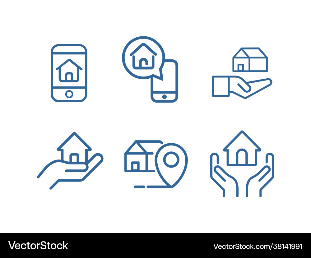 Real estate icon set realtor line Royalty Free Vector Image