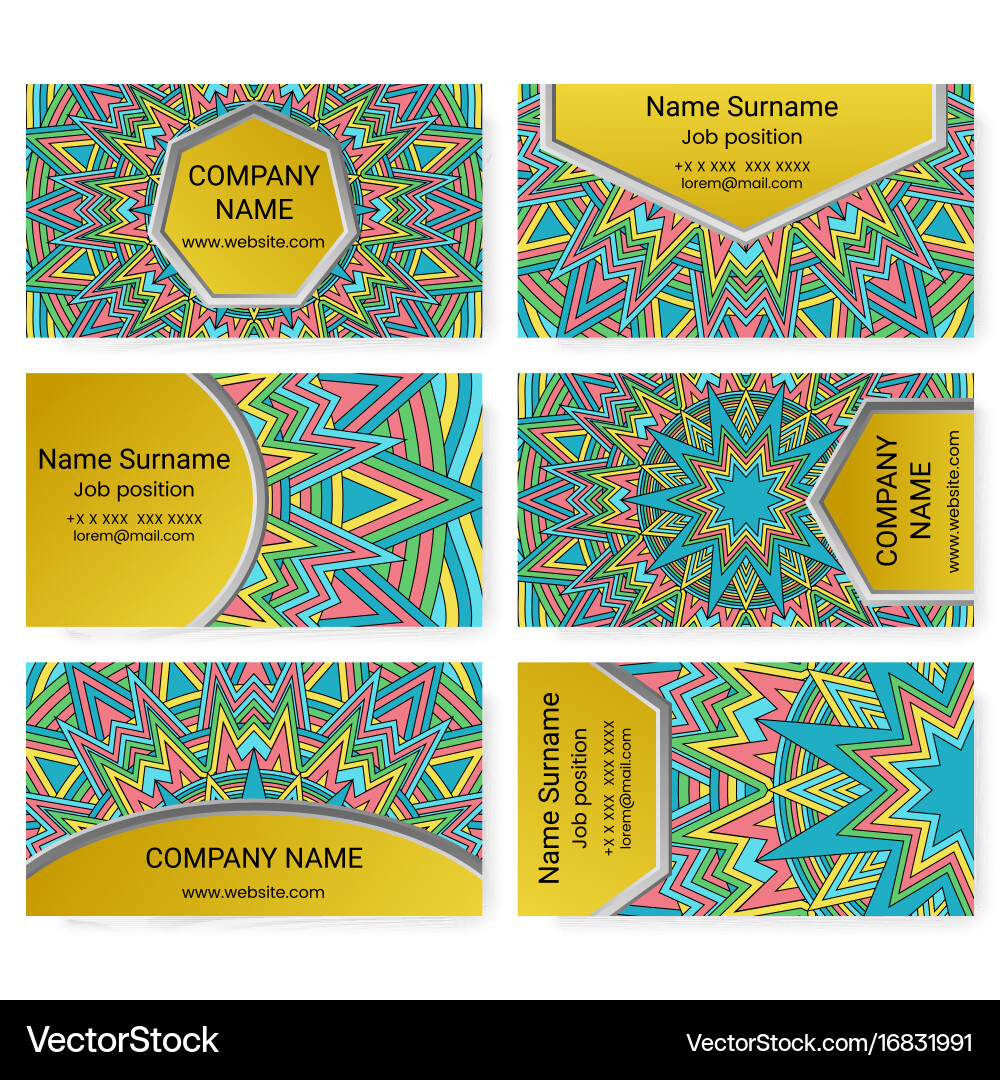 Set of visiting card with mandala Royalty Free Vector Image