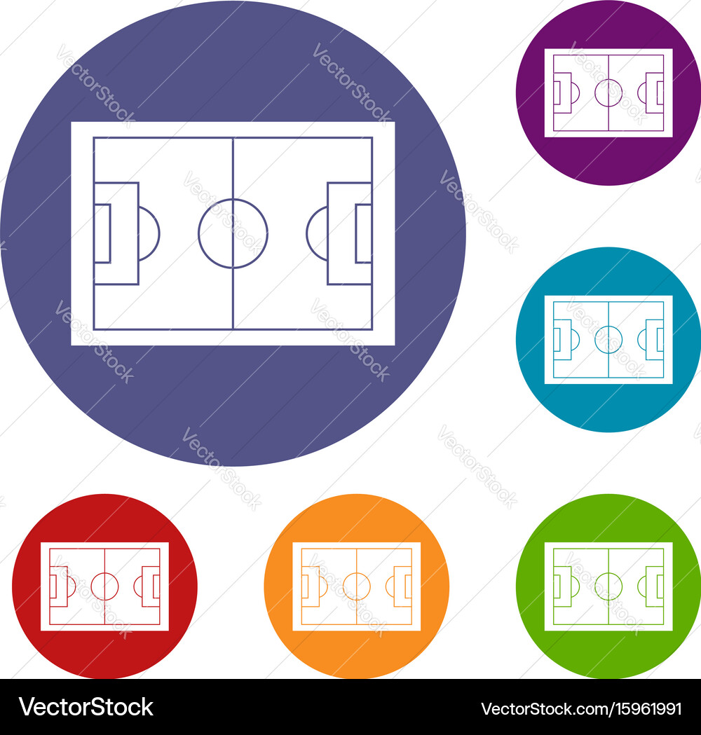 Soccer field icons set Royalty Free Vector Image
