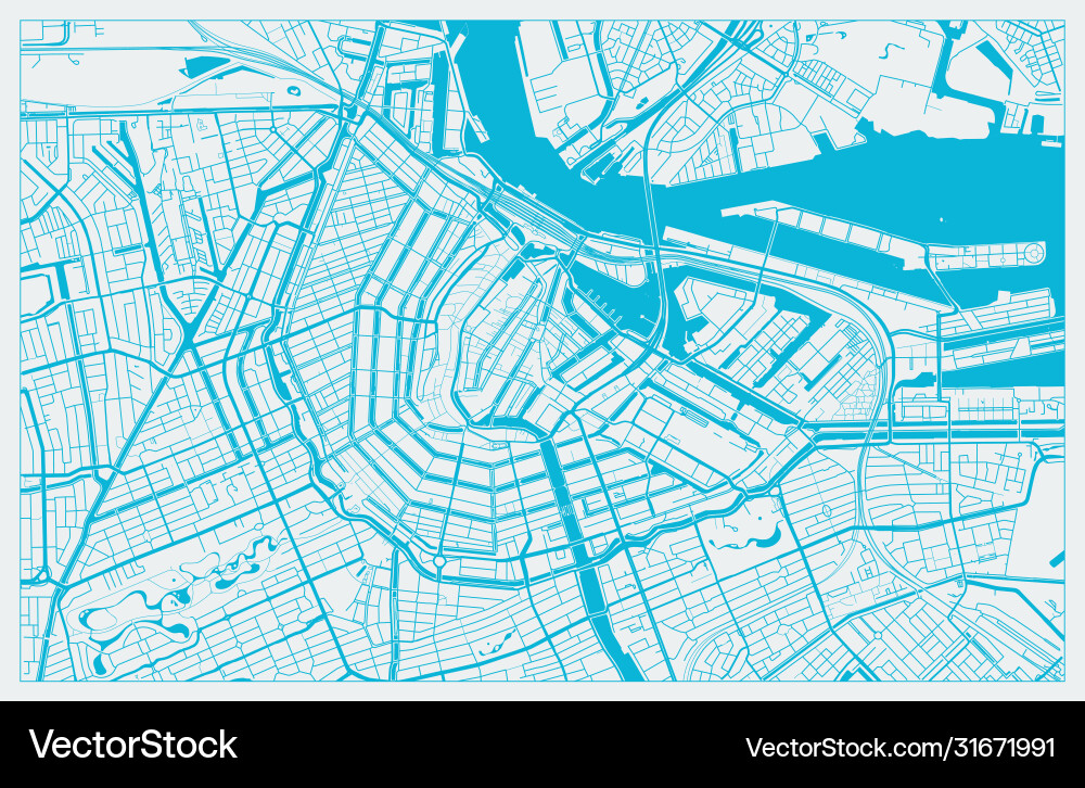 White and blue city map amsterdam Royalty Free Vector Image