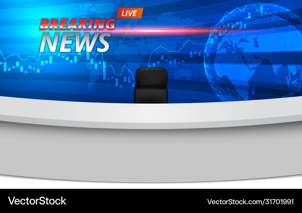 White table and chairs with breaking news Vector Image