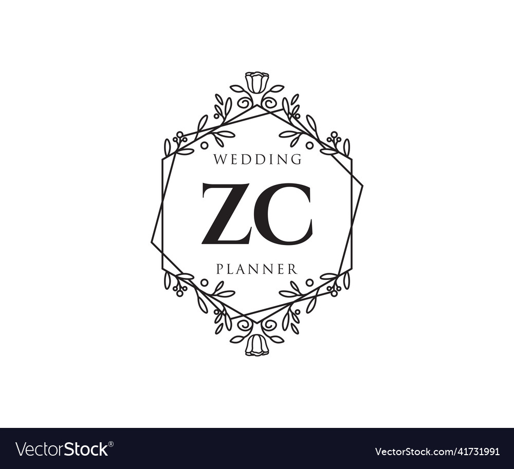 Zc initials letter wedding monogram logos Vector Image