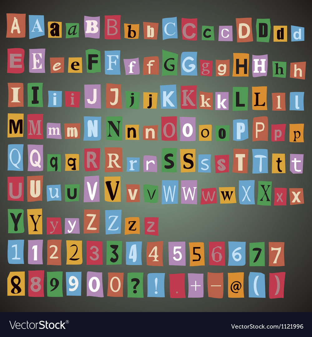 Alphabet with letters numbers Royalty Free Vector Image