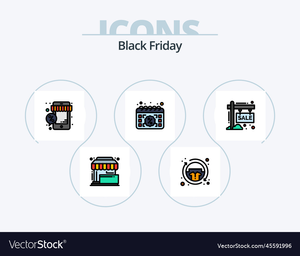 Black friday line filled icon pack 5 icon design Vector Image