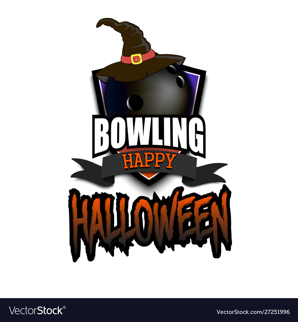 Bowling ball with witch hat and happy halloween Vector Image