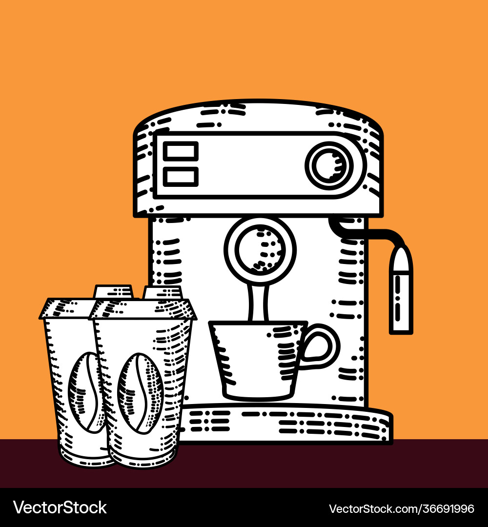 Coffee machine cups Royalty Free Vector Image - VectorStock