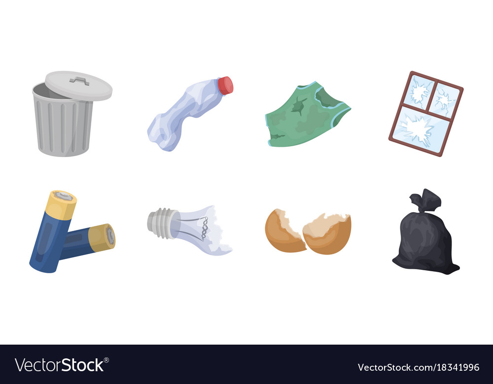 Garbage and waste icons in set collection Vector Image