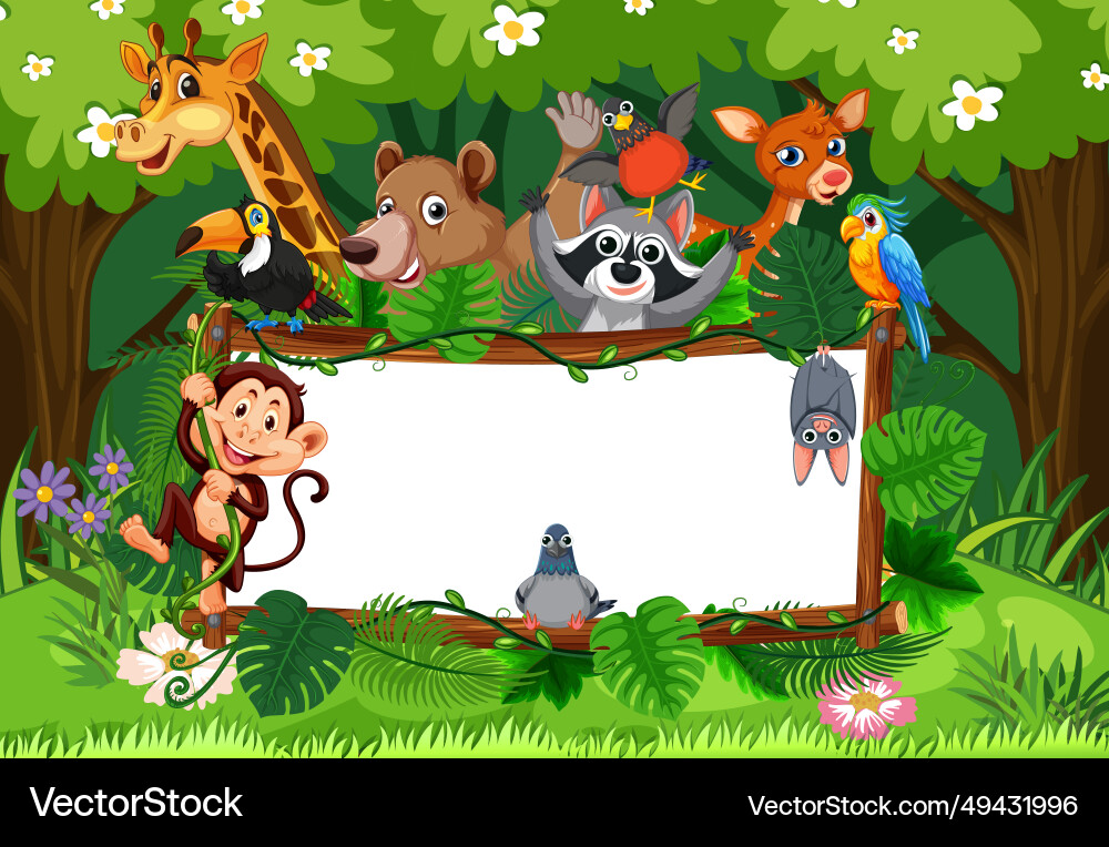 Happy wild animals in forest theme Royalty Free Vector Image