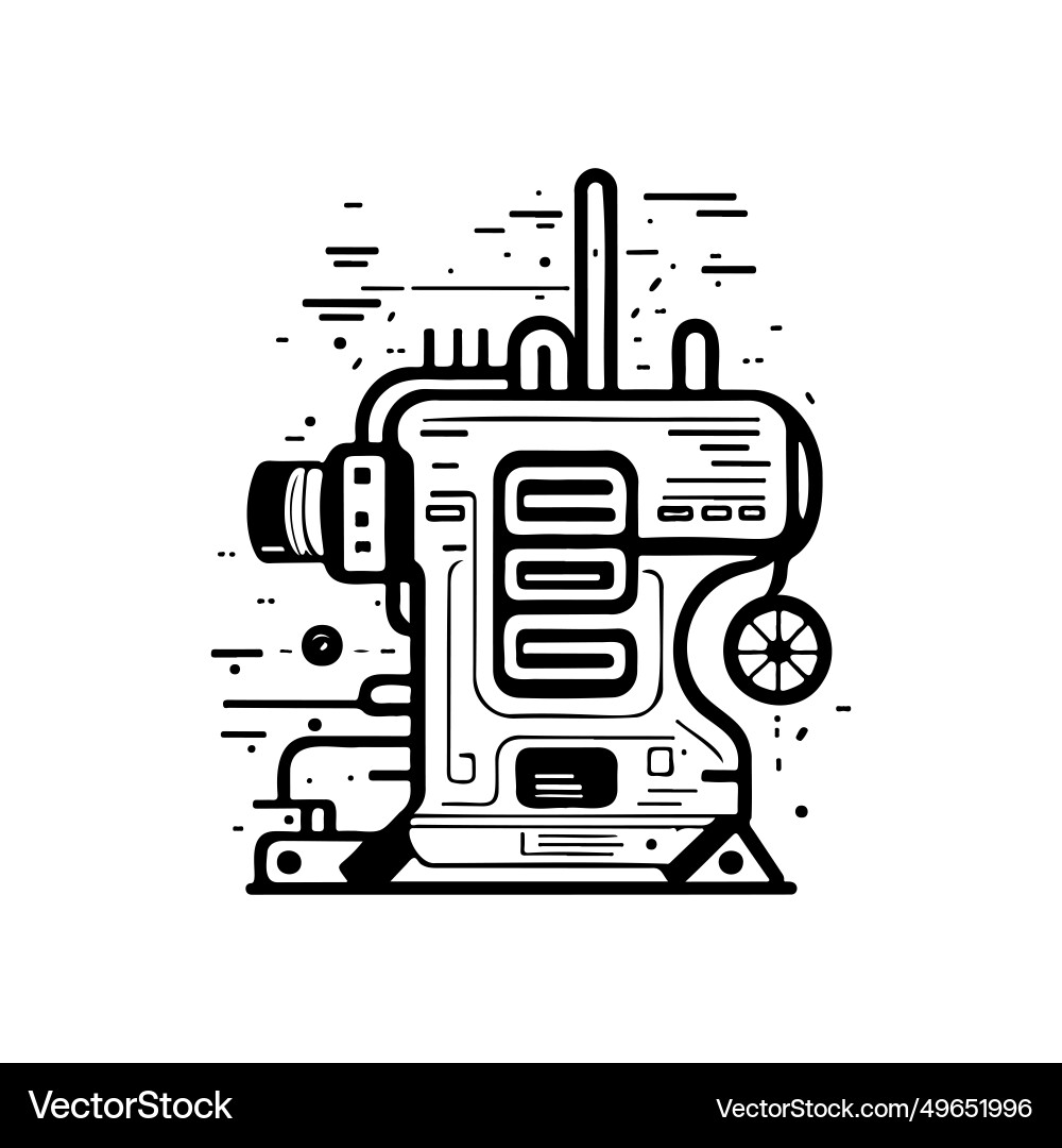 Machine icon hand draw black colour artificial Vector Image