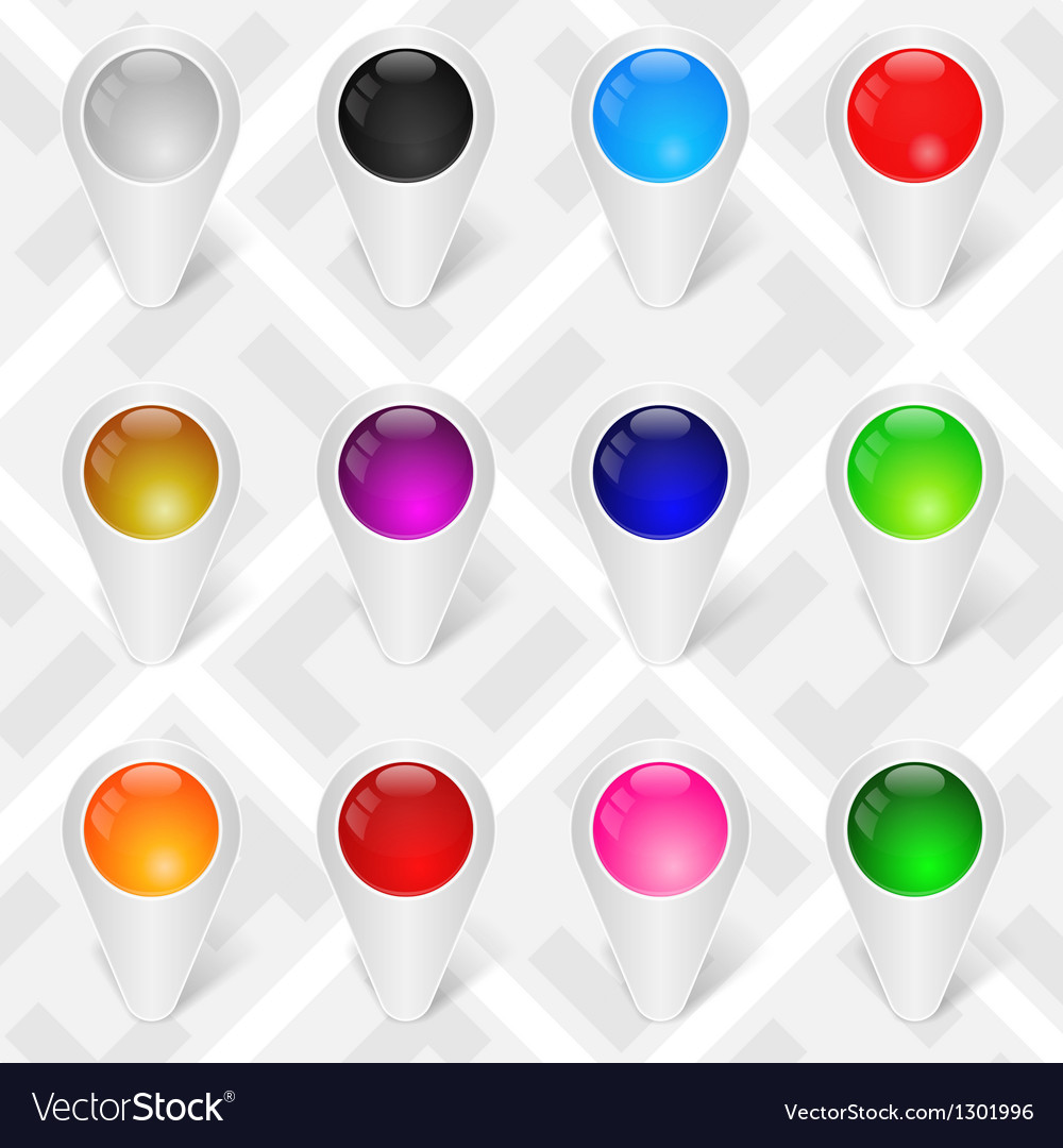 Map markers gps pointers set 1 Royalty Free Vector Image