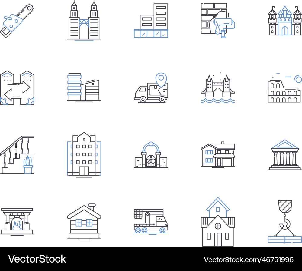 Real estate technology outline icons collection Vector Image