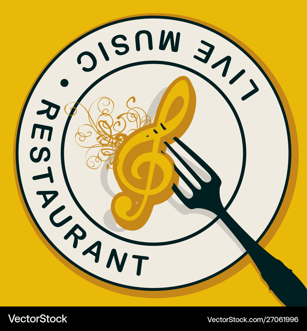 Restaurant menu with vinyl record and cutlery Vector Image