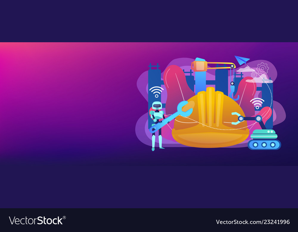 Robotics construction concept banner header Vector Image
