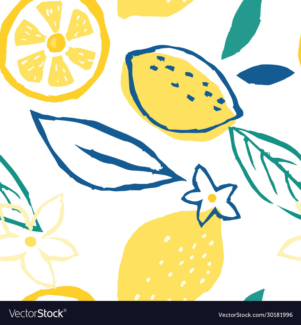 Seamless lemon leaf pattern Royalty Free Vector Image