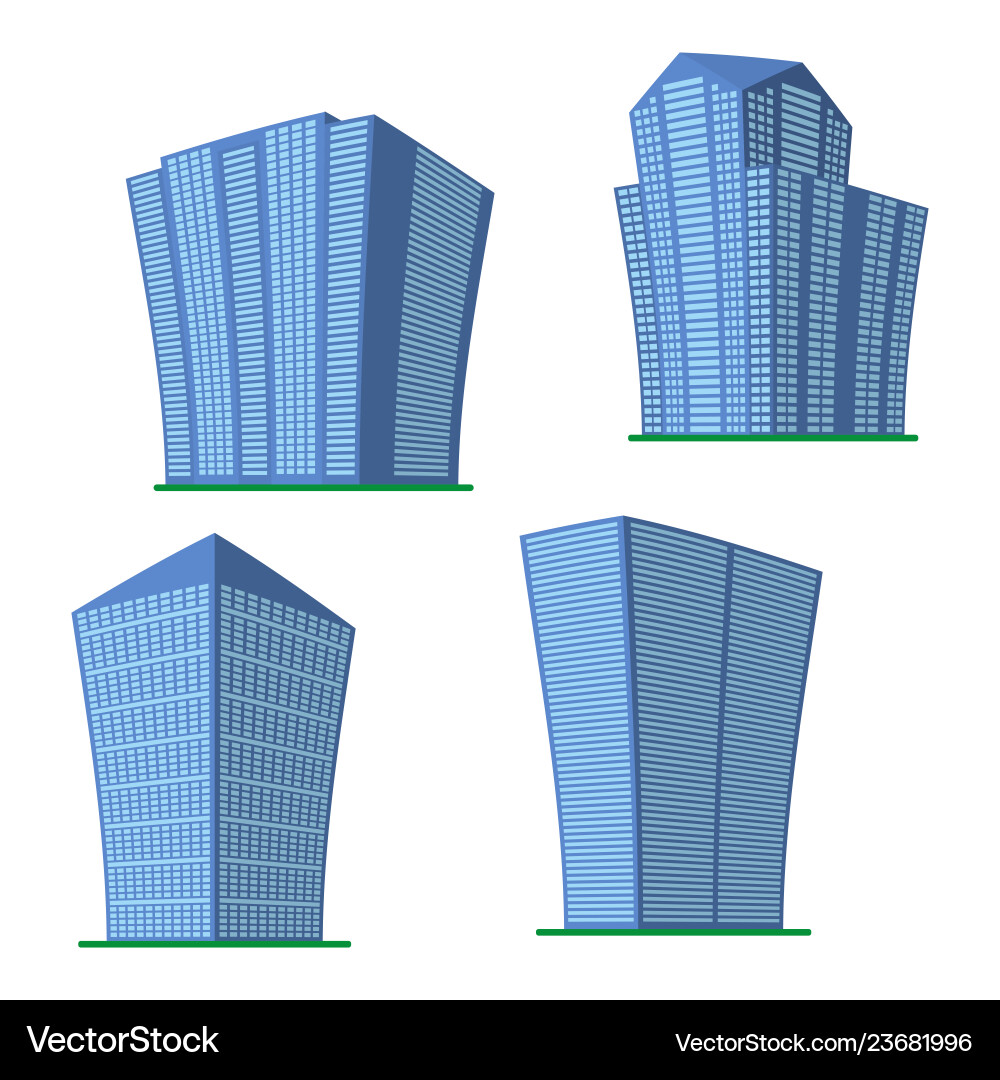Set of four modern high-rise building Royalty Free Vector