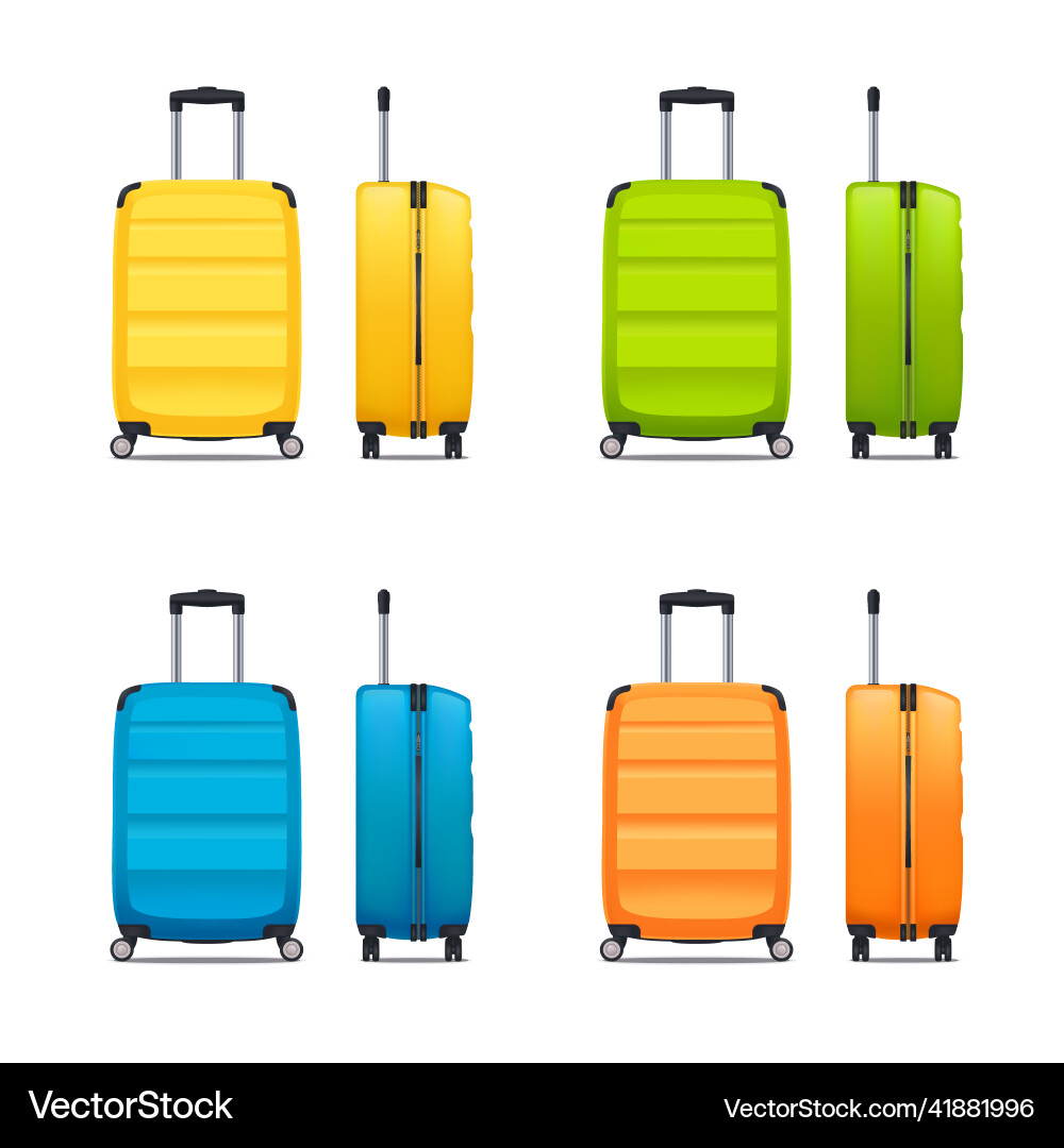 Set of modern plastic suitcases Royalty Free Vector Image
