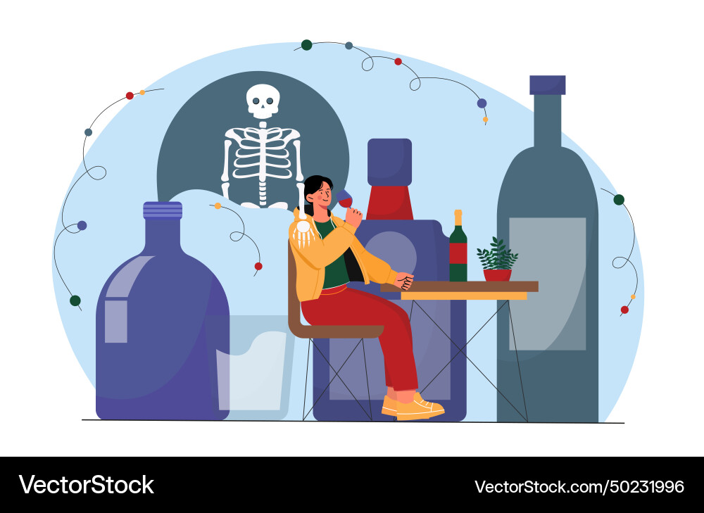 Woman with alcoholism concept Royalty Free Vector Image