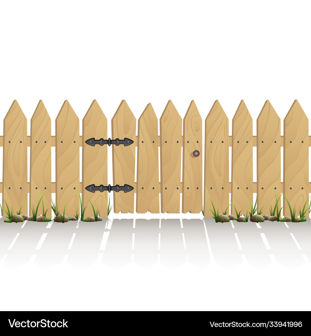 Wooden fence with gate Royalty Free Vector Image