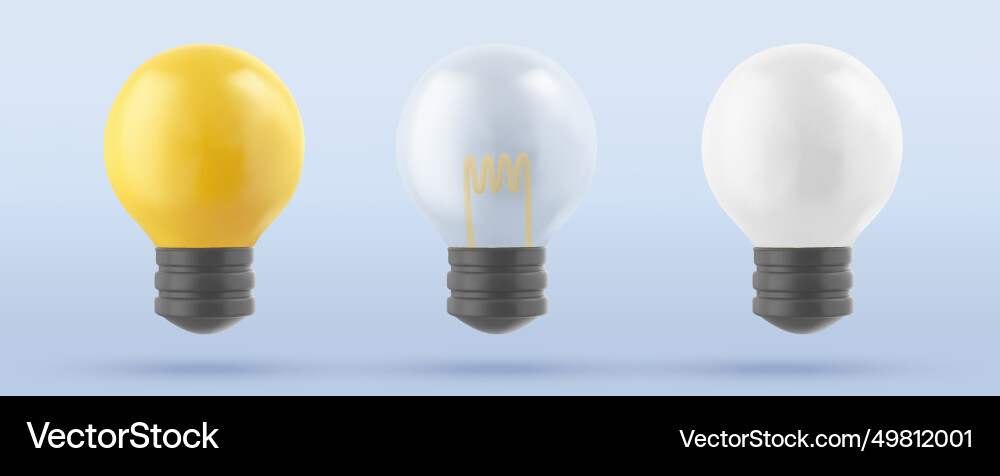 3d light bulb realistic icon business idea and Vector Image