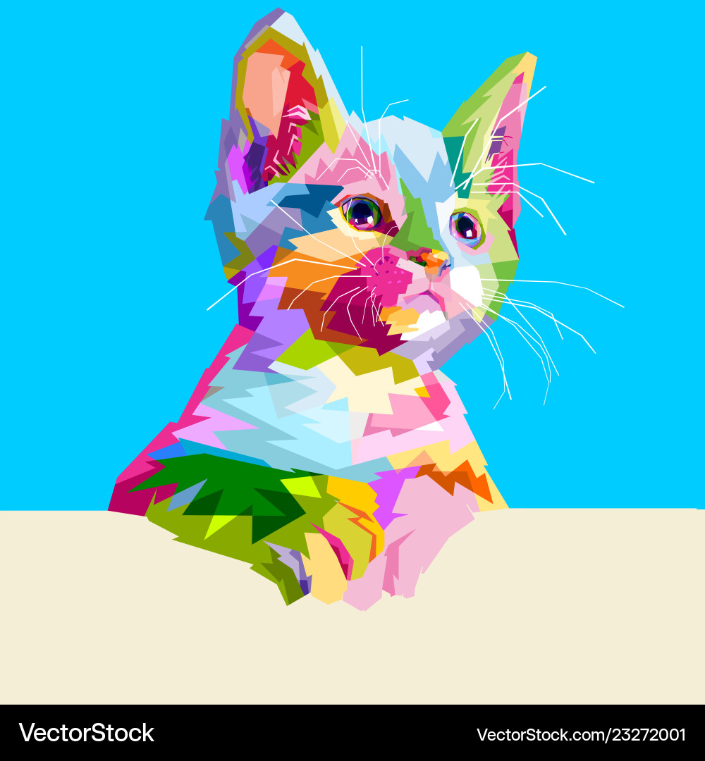 Animal cat cute colorful Royalty Free Vector Image