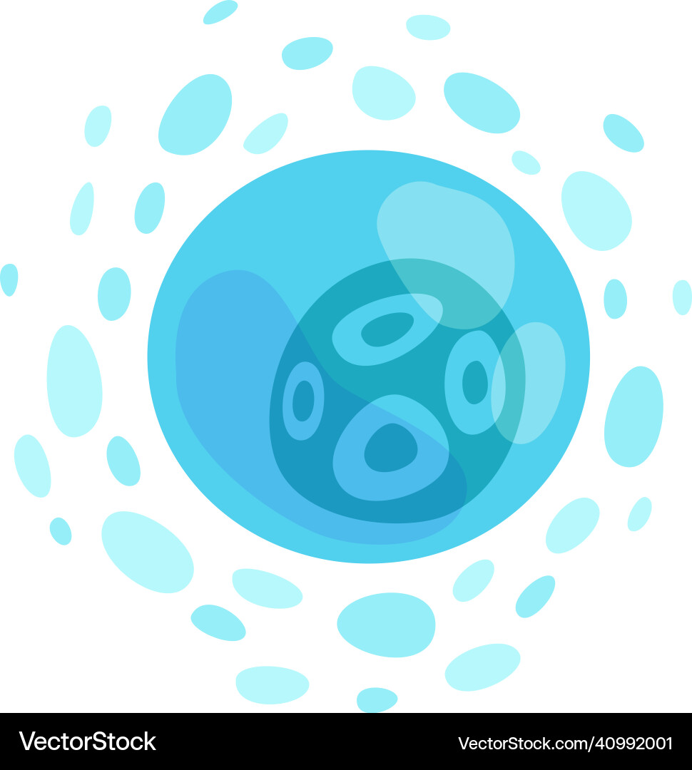 Blue natural cell in cartoon style microbiology Vector Image