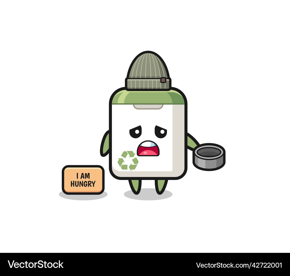Cute trash can beggar cartoon character Royalty Free Vector
