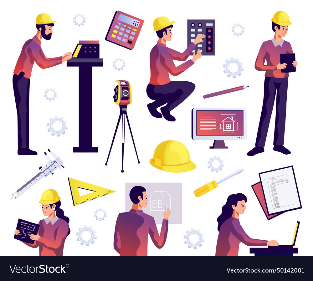 Engineering isolated set Royalty Free Vector Image