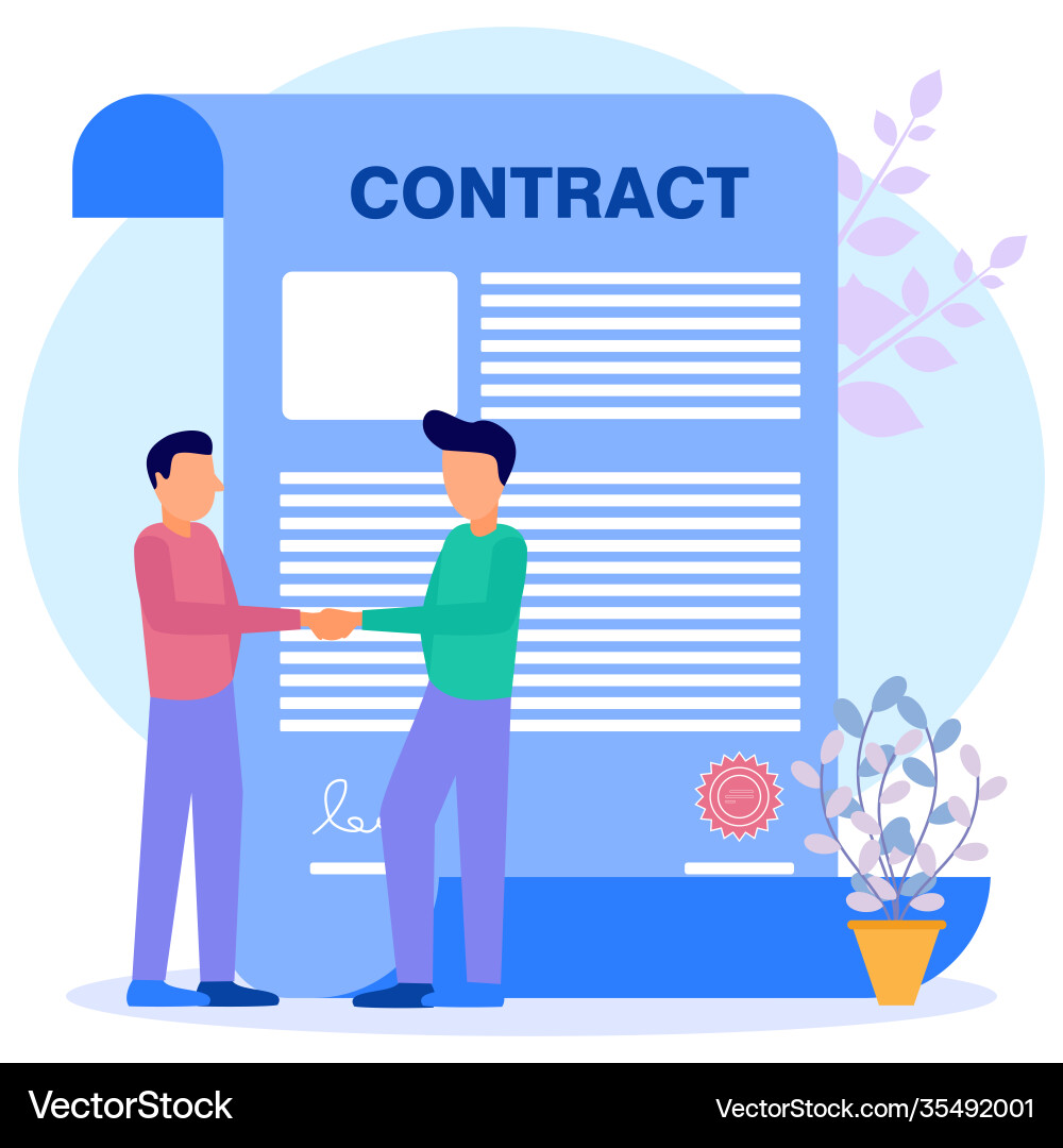 Graphic cartoon character business contract Vector Image