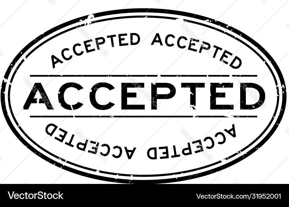 Grunge black accepted word oval rubber seal stamp Vector Image