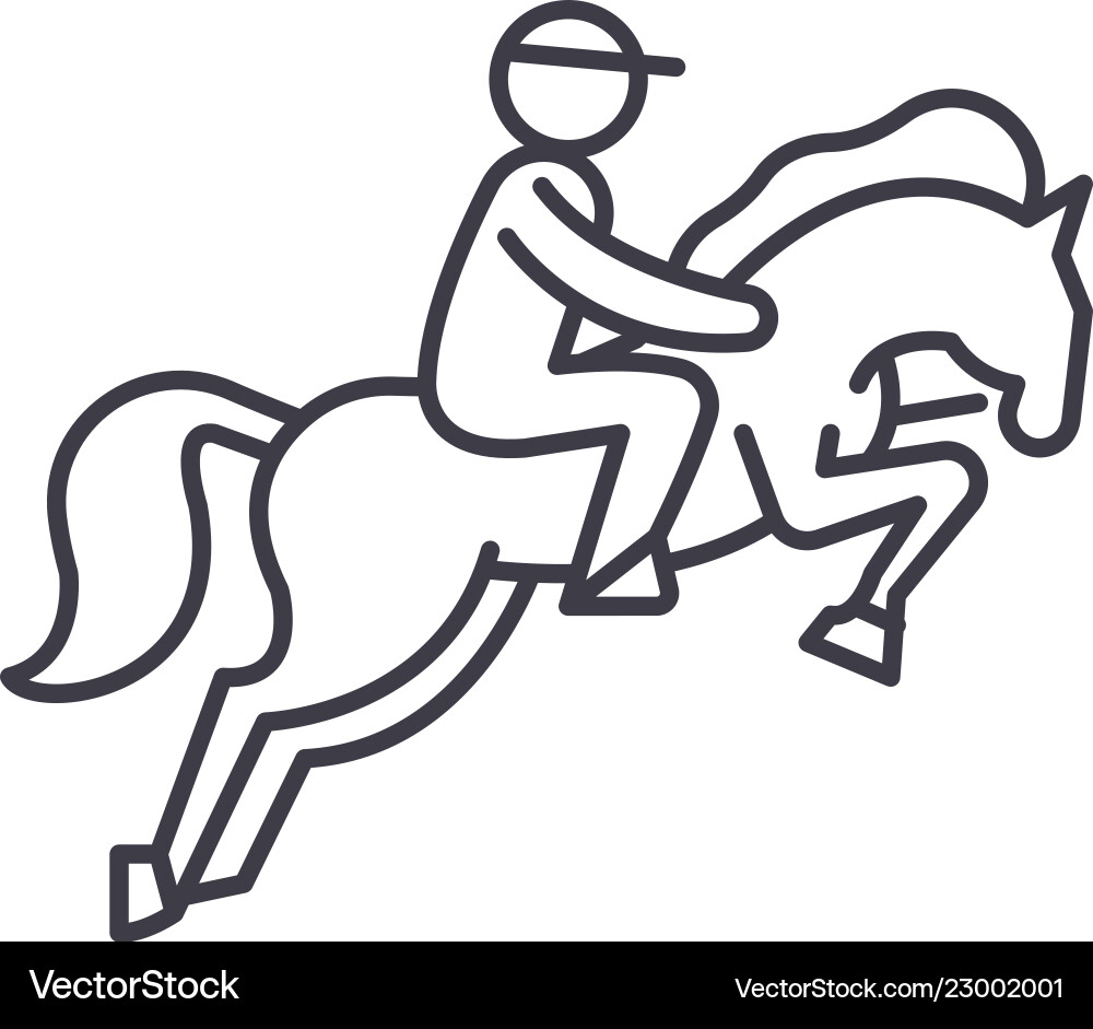 Horse racing line icon concept racing Royalty Free Vector