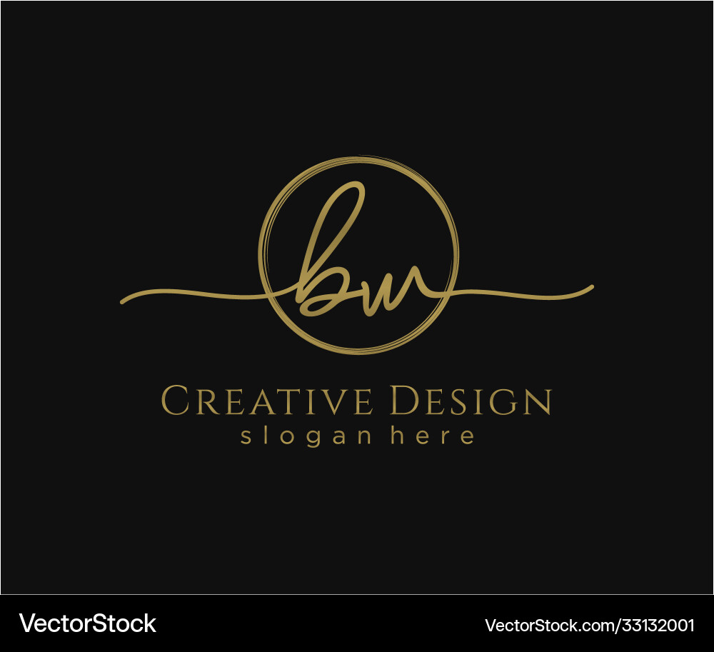Initial bw handwriting logo with circle template Vector Image