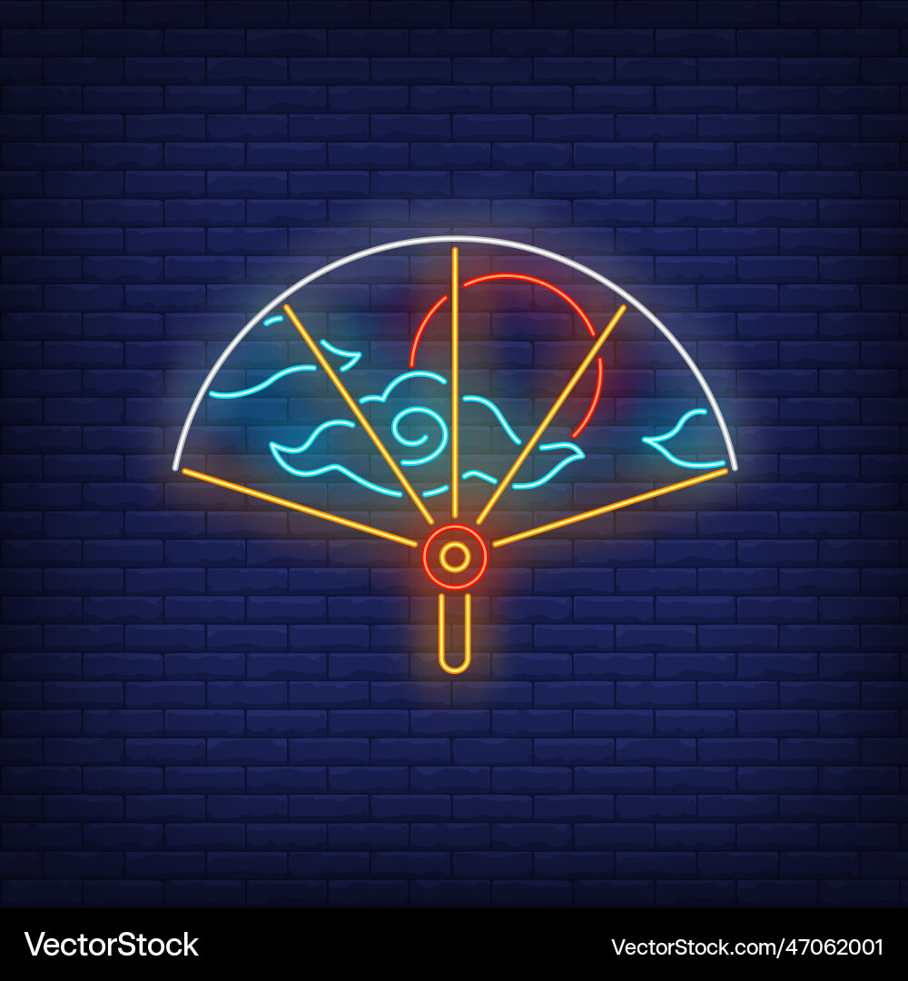 Japanese fan neon sign Royalty Free Vector Image