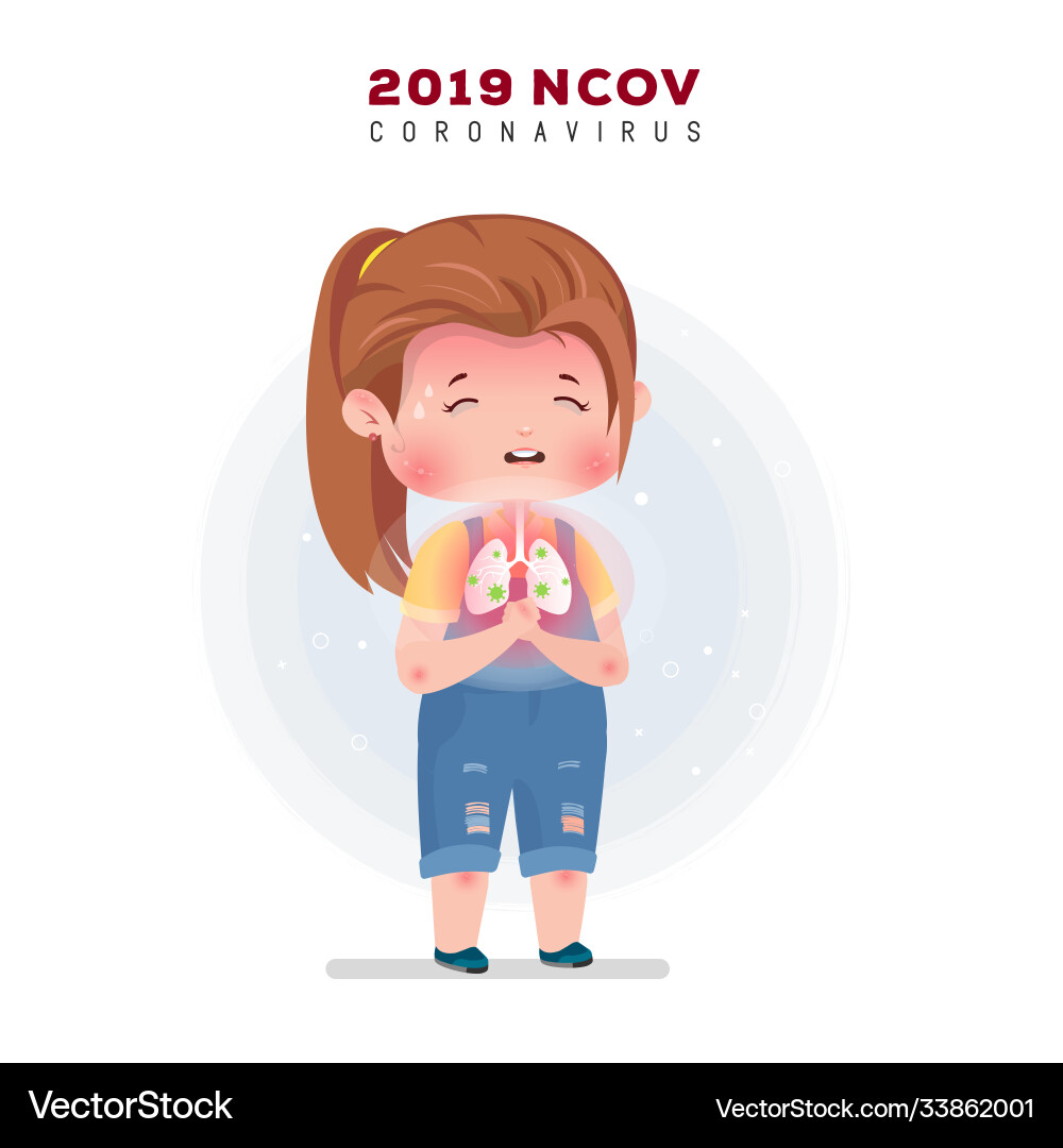 Kids with coronavirus symptoms pneumonia Vector Image
