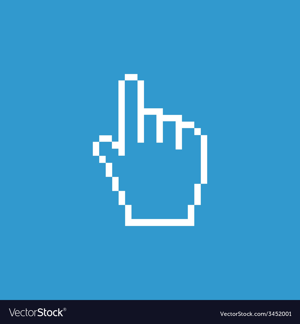 Pointer pixel cursor icon white on the blue Vector Image