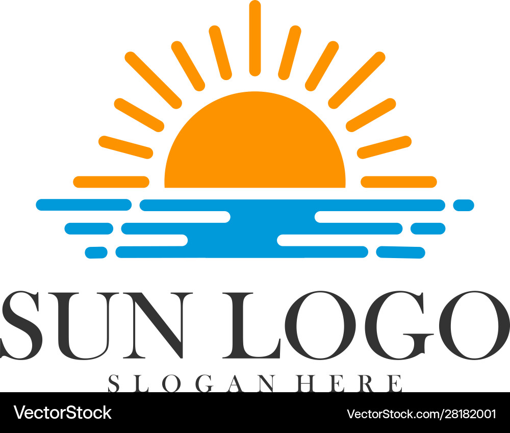 Sun with water logo design template icon symbol Vector Image