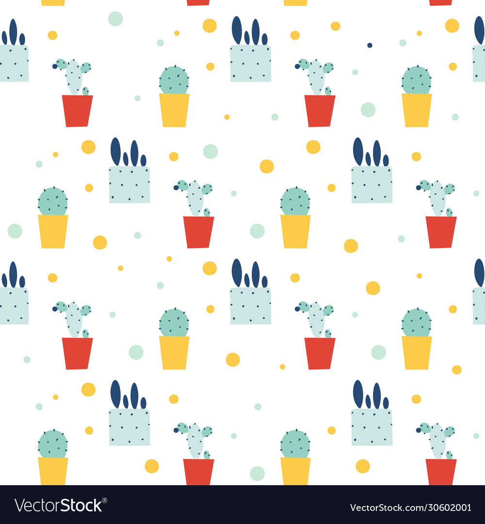 Trendy cactus pattern seamless pattern cacti Vector Image