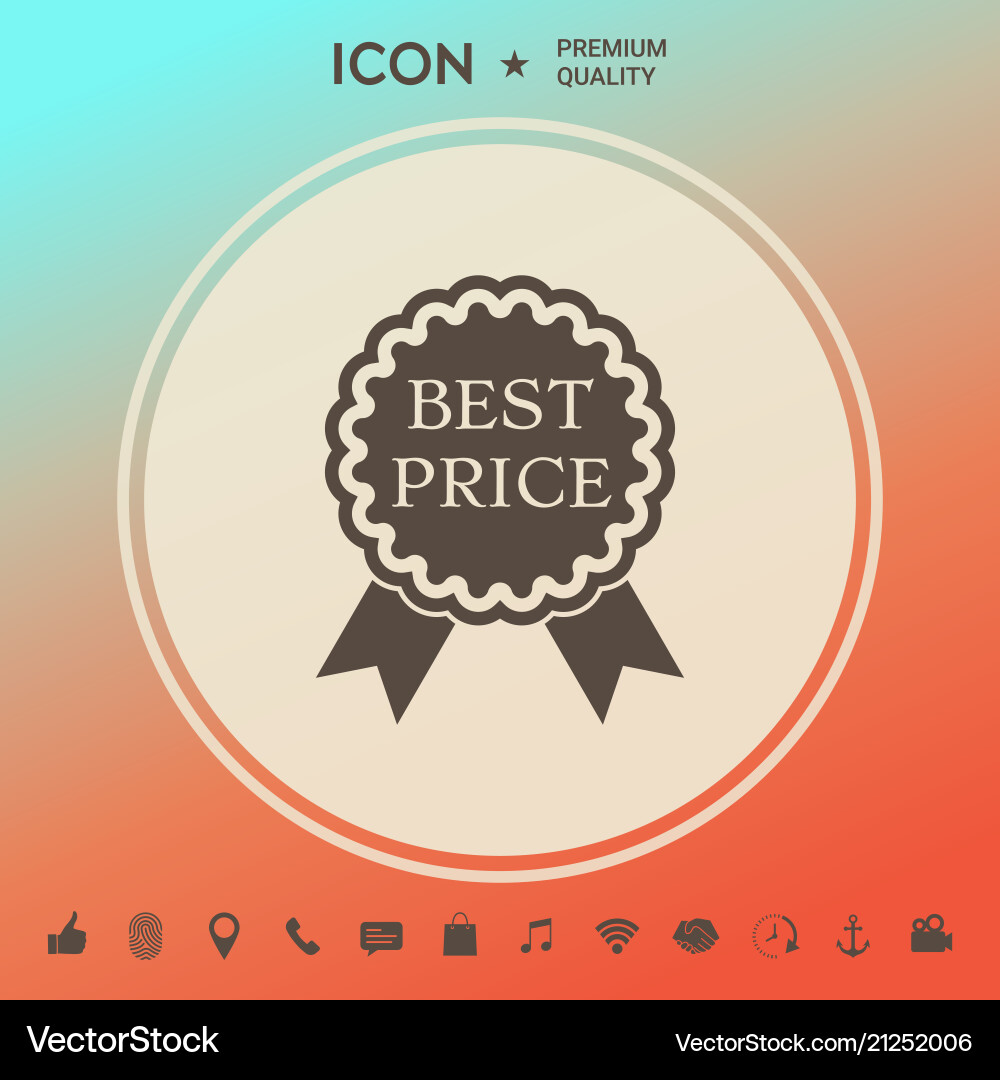 Best price label icon with ribbons Royalty Free Vector Image