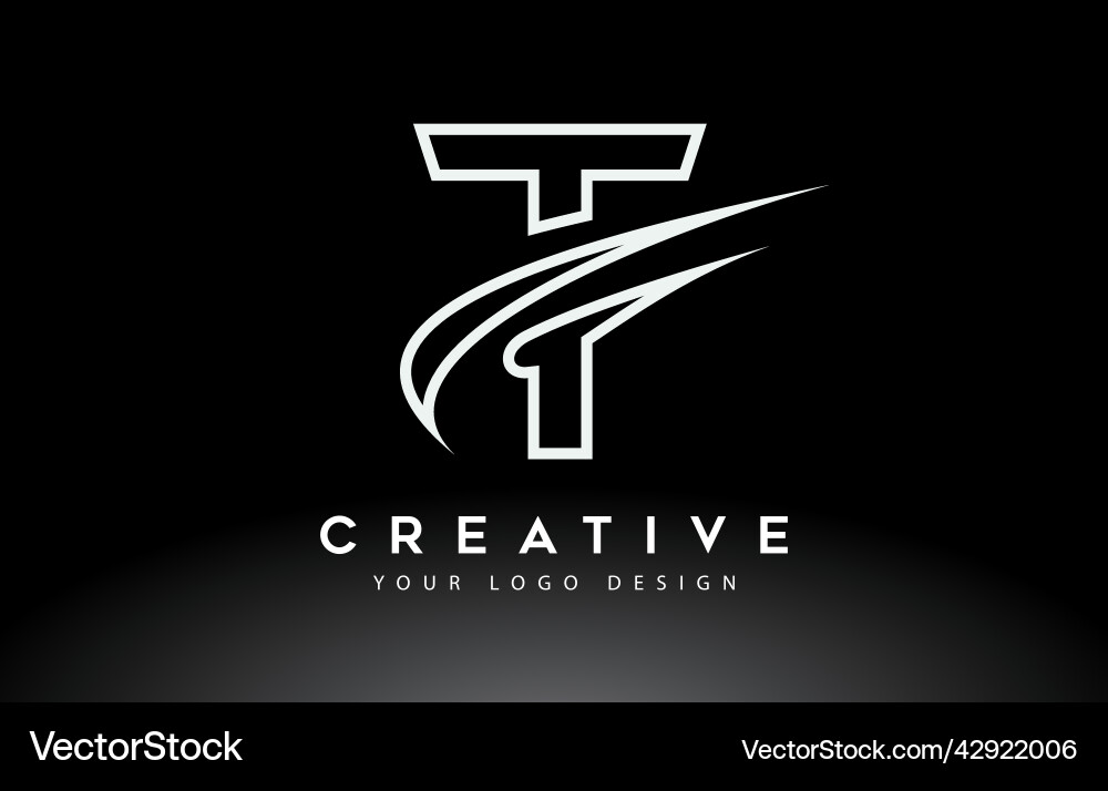 Creative t letter logo design with swoosh icon Vector Image