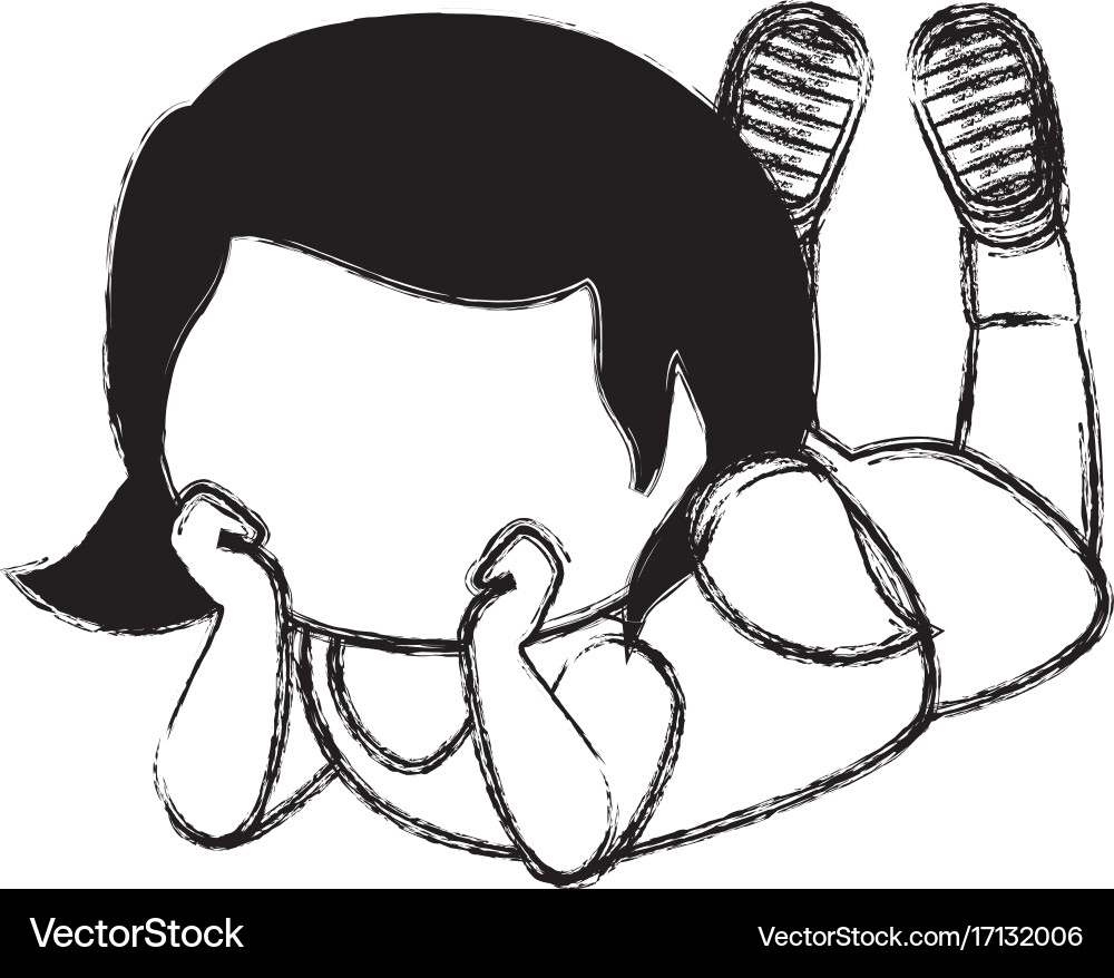Cute little girl lying character Royalty Free Vector Image
