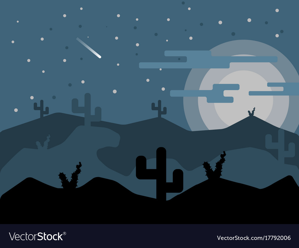 Desert Landscape Flat Design Royalty Free Vector Image