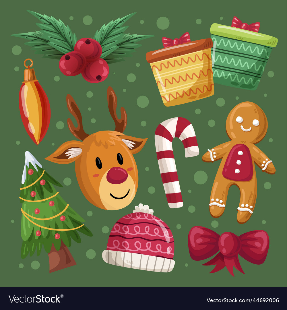 Element collection christmas style design Vector Image