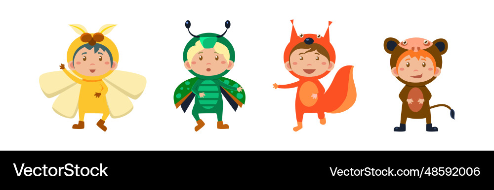 Funny kid characters wearing festive party Vector Image