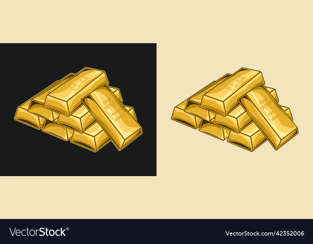 Isolated stack of bars of pure gold Royalty Free Vector